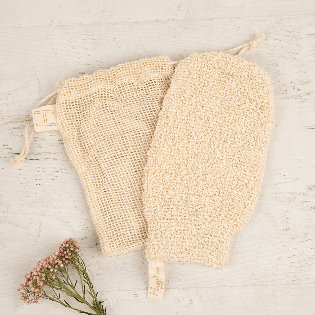 Linen Bath Mitt with Travel Bag | Shop Hygge Box
